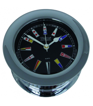 Weems & Plath 220504 Chrome Plated Atlantis Quartz Clock, Black Dial w ...