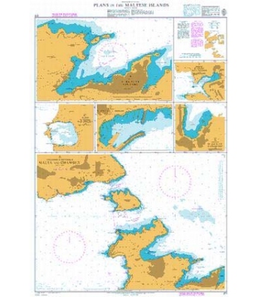 British Admiralty Nautical Chart 211 Plans in the Maltese Islands
