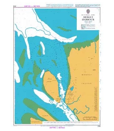 British Admiralty Nautical Chart 218 Mergui Harbour