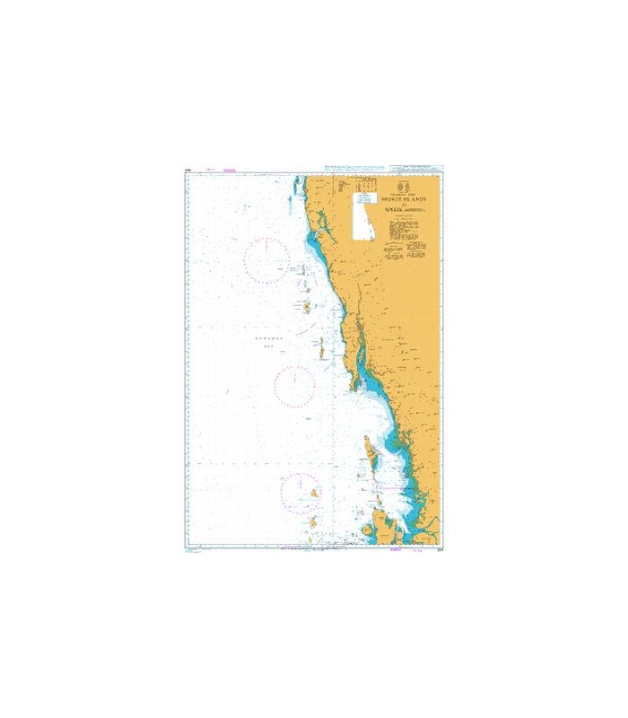 British Admiralty Nautical Chart 824 Heinze Islands to Myeik (Mergui)
