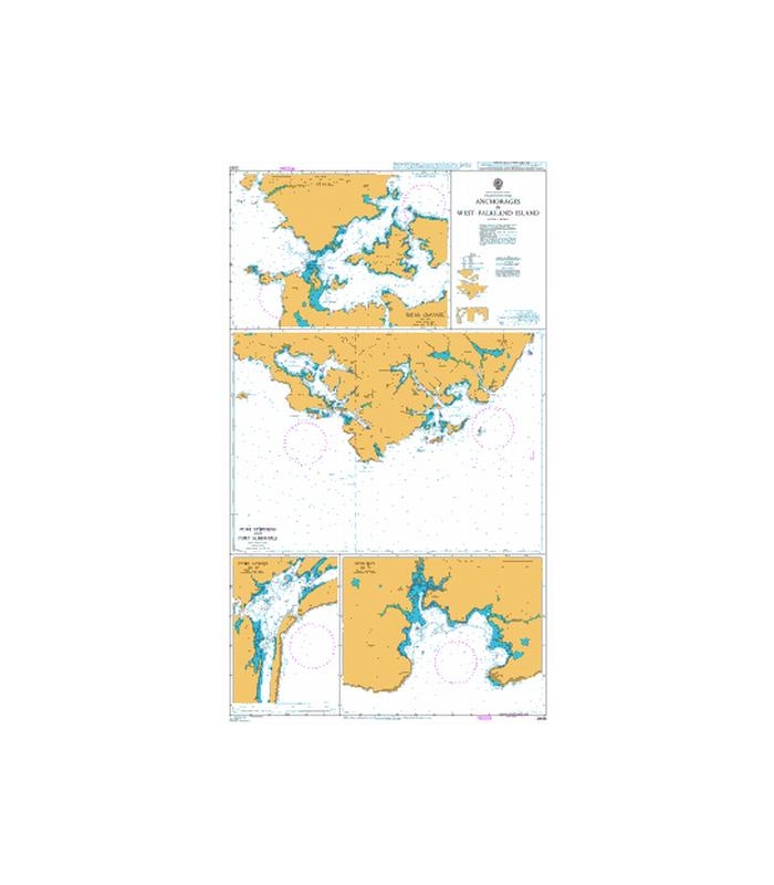 British Admiralty Nautical Chart 2543 Anchorages in West Falkland Island