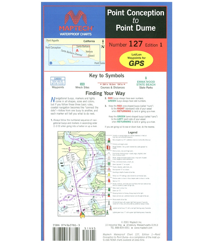 Point Conception to Point Dume Waterproof Chart - Richardson's Maptech