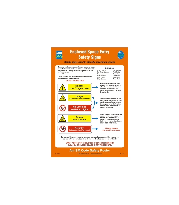 Safety & Training Posters (White vinyl) Poster, Enclosed space entry ...