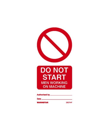 2527 Tie tag, Do not start men working on machine - Pack of 10