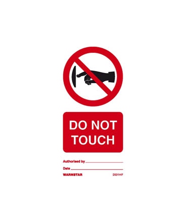 Temporary Tie Tag (White rigid PVC) Tie tag, Do not touch - Pack of 10