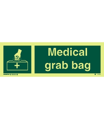 Safety Signs (Photoluminescent, rigid PVC) Medical grab Bag symbol with ...