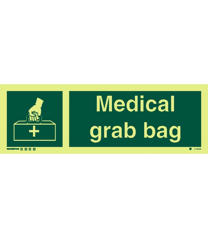 Safety Signs (Photoluminescent, rigid PVC) Medical grab Bag symbol with ...