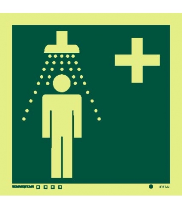 Safety Signs (Photoluminescent, rigid PVC) Emergency shower symbol ...
