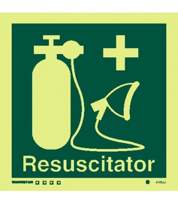 Safety Signs (Photoluminescent, rigid PVC) Resuscitator with text ...