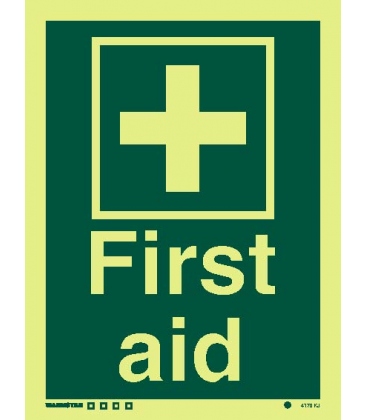 Safety Signs (Photoluminescent, rigid PVC) First aid with text (4170KJPR)