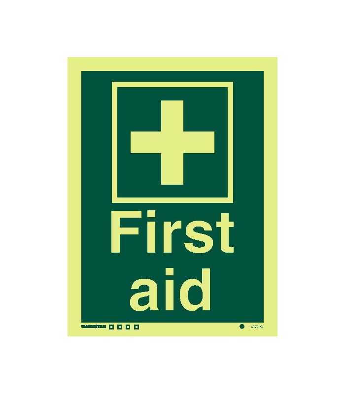 Safety Signs (Photoluminescent, rigid PVC) First aid with text (4170KJPR)