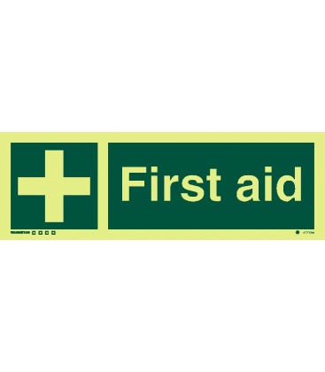 Safety Signs (Photoluminescent, rigid PVC) First aid with text (4171GMPR)