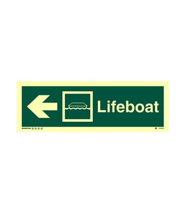 Direction Signs (Photoluminescent, rigid PVC) Lifeboat + symbol + arrow ...