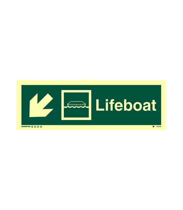 Direction Signs (Photoluminescent, rigid PVC) Lifeboat + symbol + arrow ...