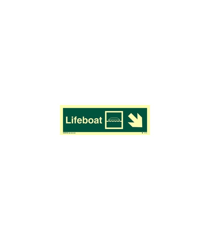 Direction Signs (Photoluminescent, rigid PVC) Lifeboat + symbol + arrow ...