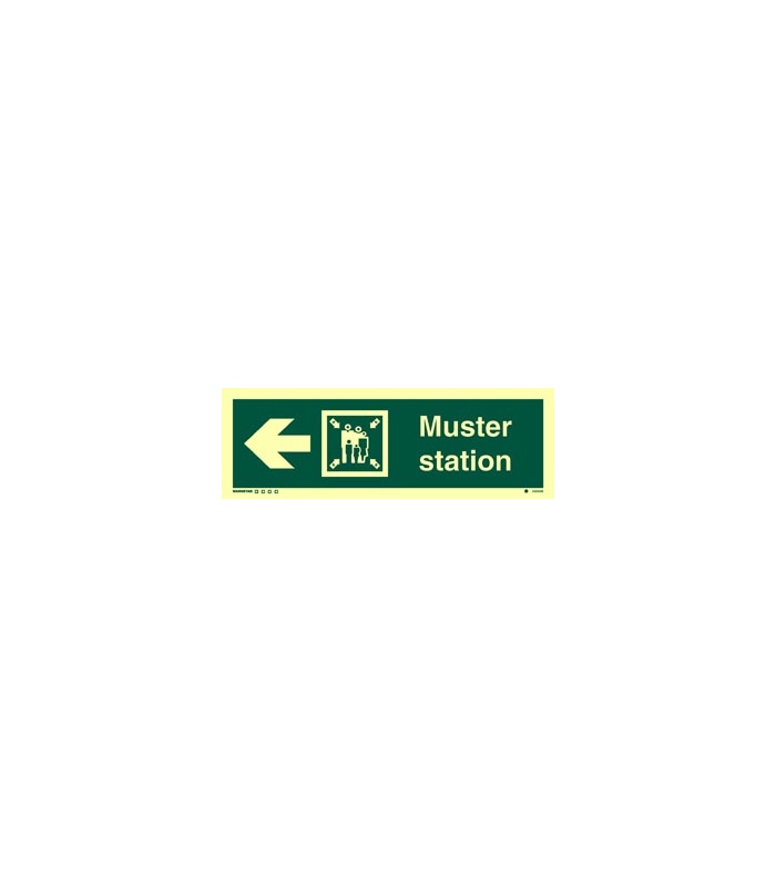 Direction Signs (Photoluminescent, rigid PVC) Muster station + symbol ...