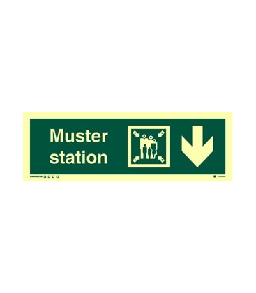 Direction Signs (Photoluminescent, rigid PVC) Muster station + symbol ...