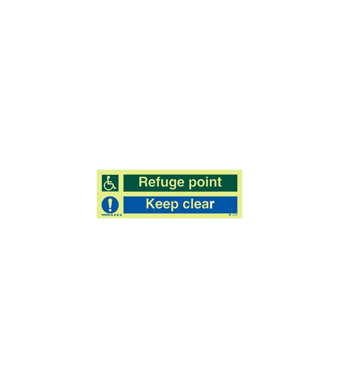 Direction Signs (Photoluminescent, rigid PVC) Refuge point - keep clear ...