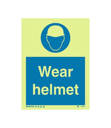 Mandatory Signs (Photoluminescent, rigid PVC) Wear helmet + symbol ...