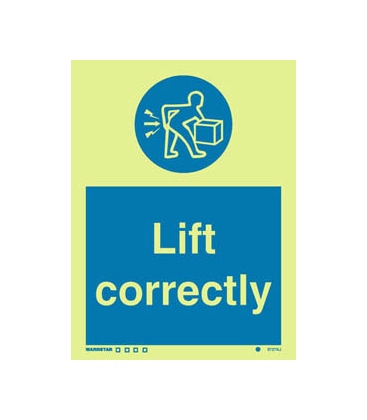 Mandatory Signs (Photoluminescent, rigid PVC) Lift correctly + symbol ...