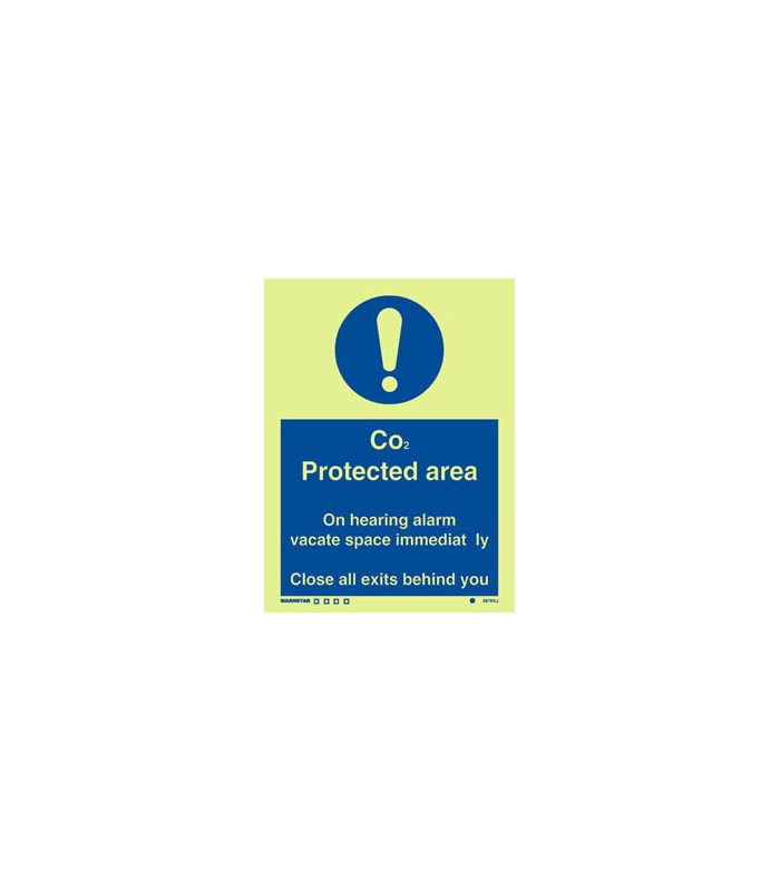 Mandatory Signs (Photoluminescent, rigid PVC) Co2 protected area. On ...