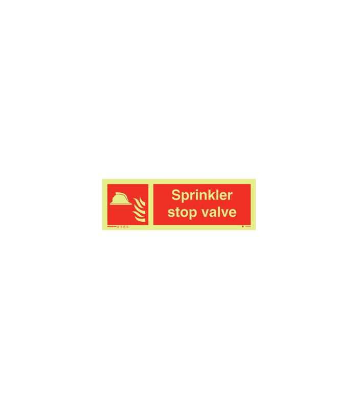 Fire Equipment Signs (Photoluminescent, rigid PVC) Sprinkler stop valve ...