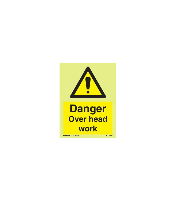 Hazard Signs (White, rigid PVC) Danger Over head work (7548KJWR)