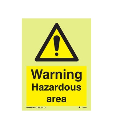 Hazard Signs (White, rigid PVC) Warning Hazardous area (7549KJWR)