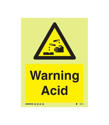 Hazard Signs (White, rigid PVC) Warning Acid (7590KJWR)