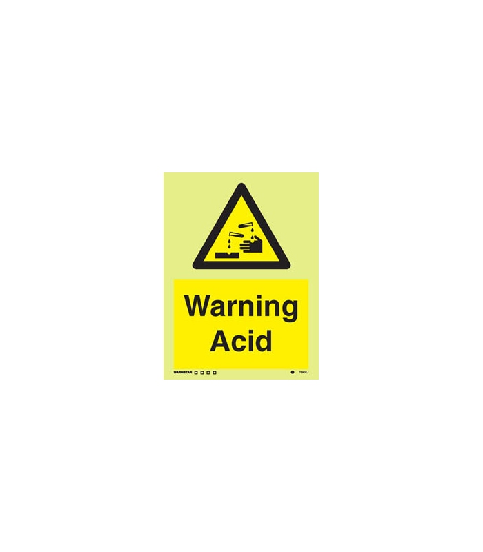 Hazard Signs (White, rigid PVC) Warning Acid (7590KJWR)