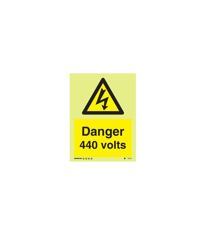 Hazard Signs (Photoluminescent, rigid PVC) Danger 440 volts (7614KJPR)
