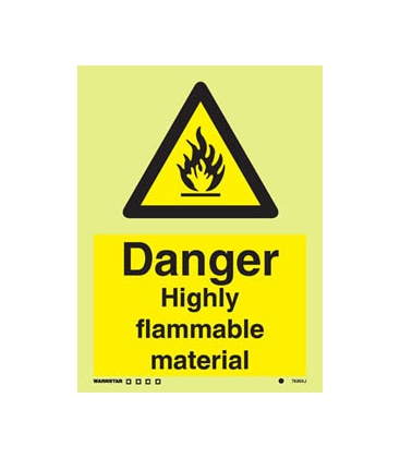 Hazard Signs (White, rigid PVC) Danger Highly flammable material (7635KJWR)