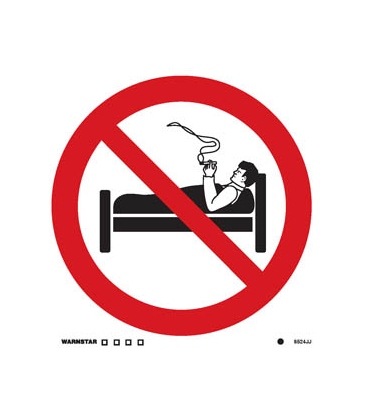 8524 No smoking in bed symbol Size 150 X 150mm