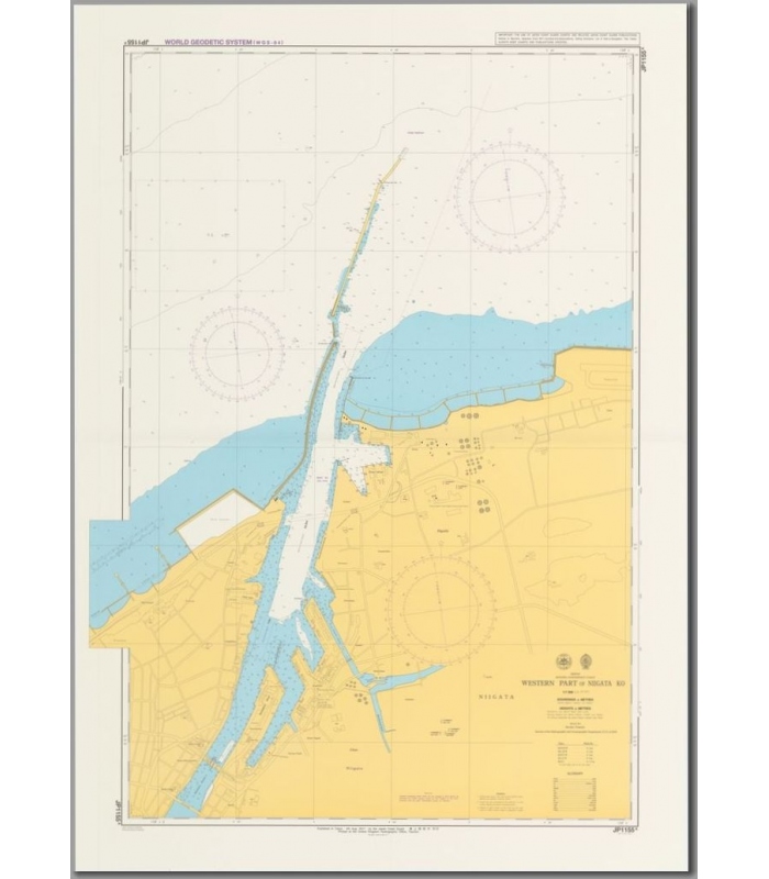 British Admiralty Japanese Nautical Chart 1155A Western Part of Niigata Ko
