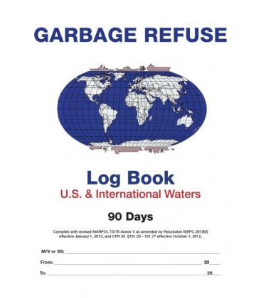 IMO Garbage Refuse Log Book (U.S. & International Waters) (90 Days)
