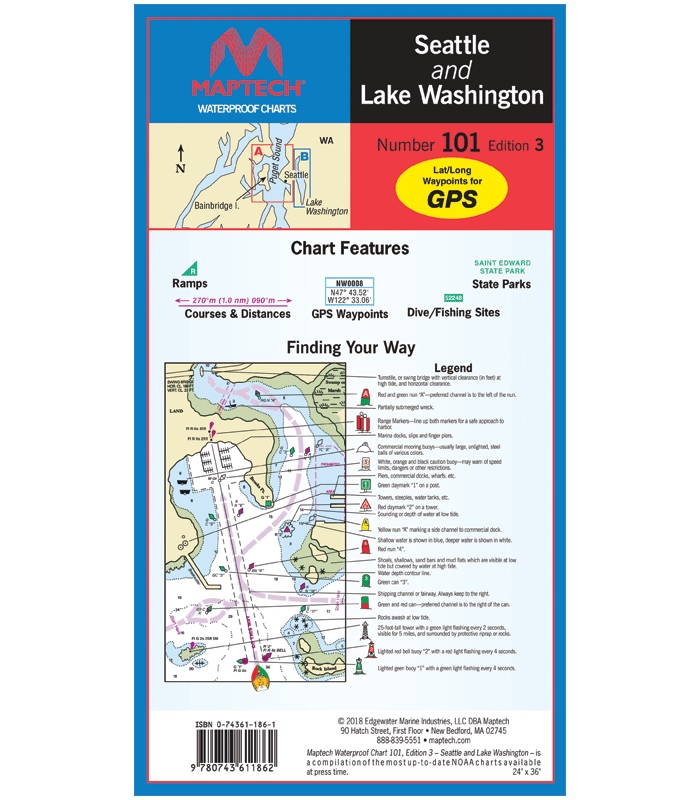 Seattle and Lake Washington Waterproof Chart - Richardson's Maptech