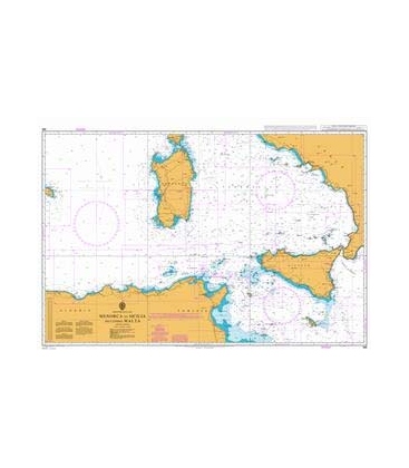 British Admiralty Nautical Chart 165 Menorca to Sicilia including Malta