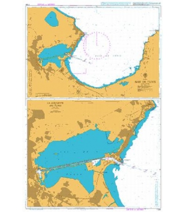 British Admiralty Nautical Chart 1184 Baie de Tunis