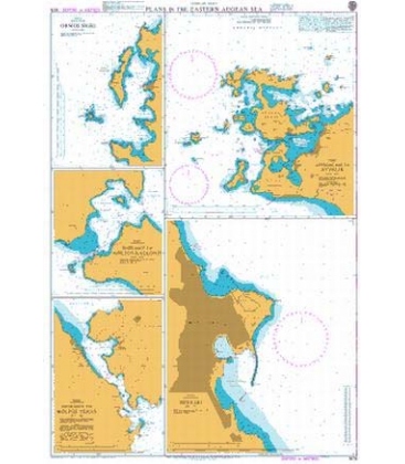 British Admiralty Nautical Chart 1675 Plans in the Eastern Aegean Sea