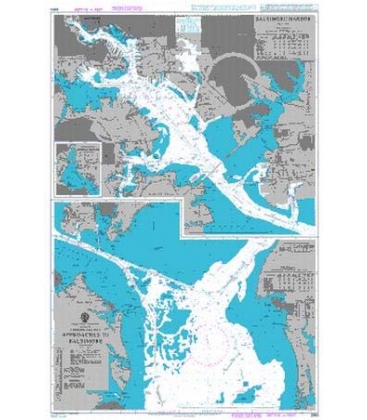 British Admiralty Chart 2850 Chesapeake Bay Approaches to Baltimore