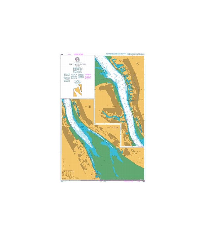 British Admiralty Nautical Chart 3490 West Coast, Port of Liverpool